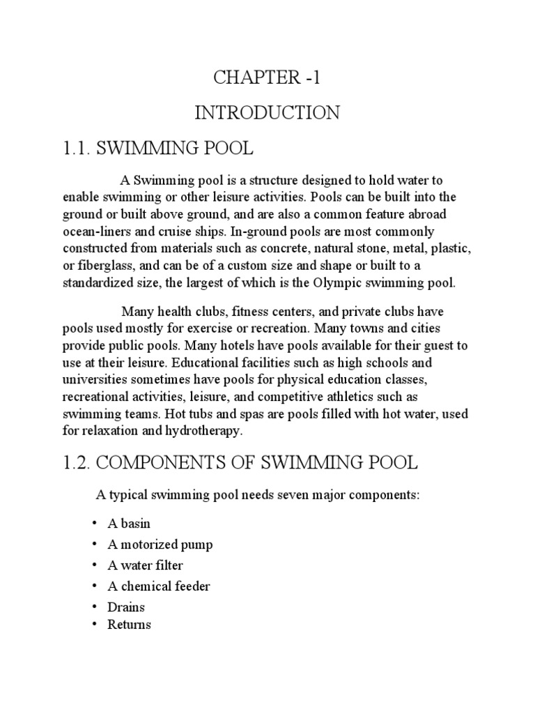 Swimming Pool Report Rev 1 | PDF | Swimming Pool | Materials