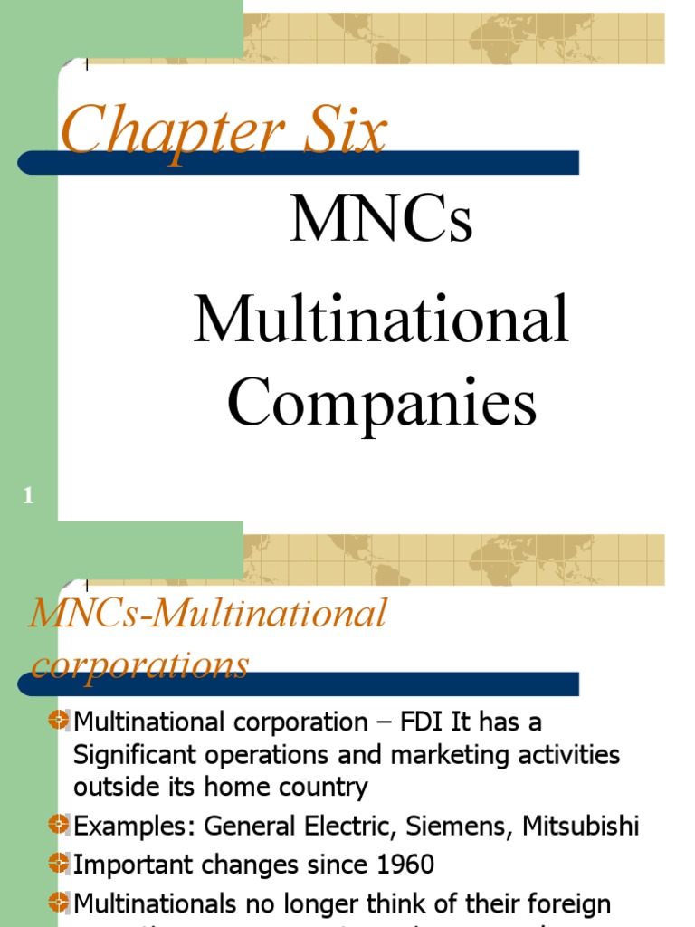 Chapter Six: Mncs Multinational Companies | PDF | Risk | Multinational ...
