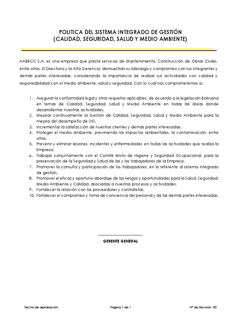 Formato de Politica SIG | PDF
