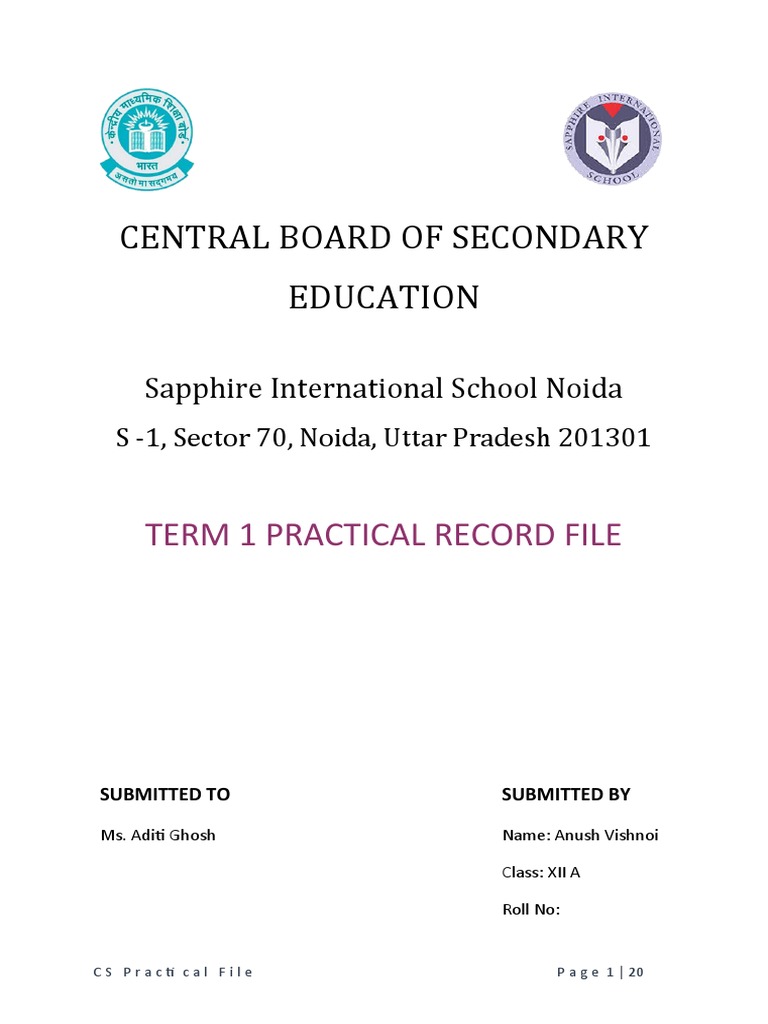 CS Practical File | PDF | Comma Separated Values | Text File