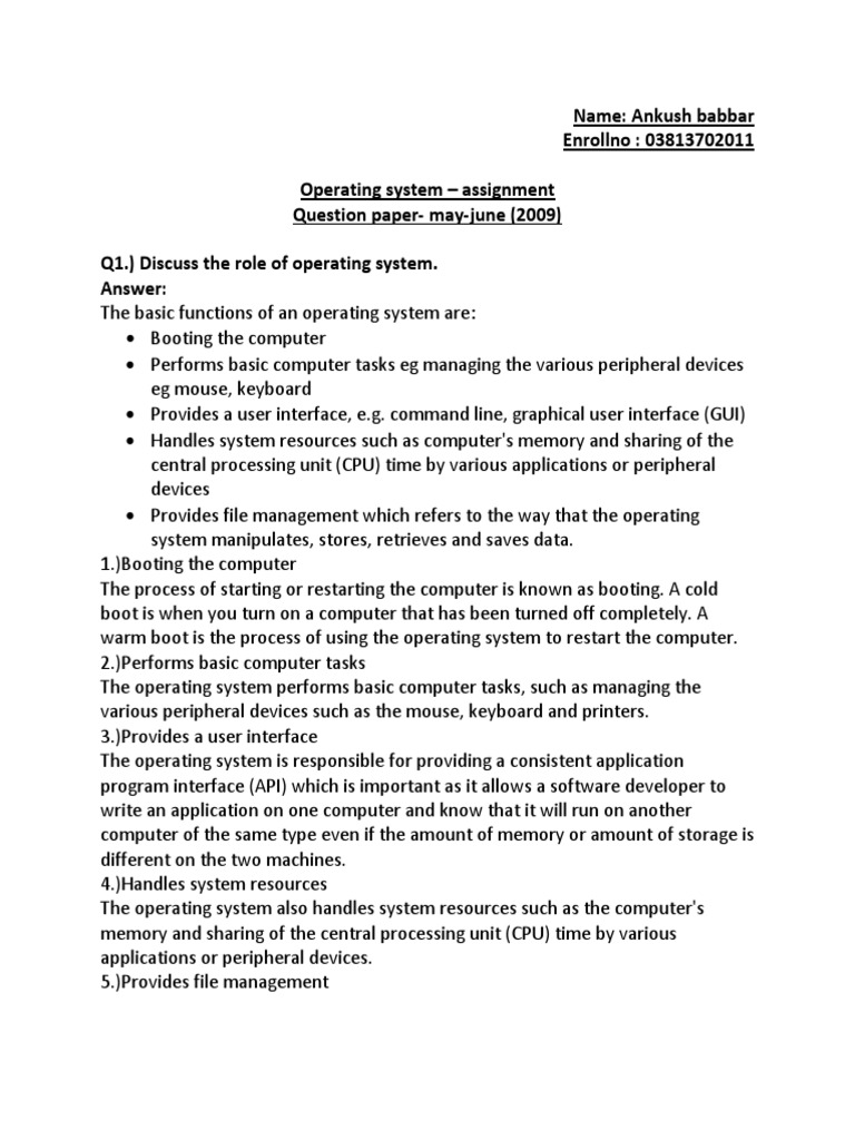 Operating System Assignment Overview | PDF | Process (Computing ...