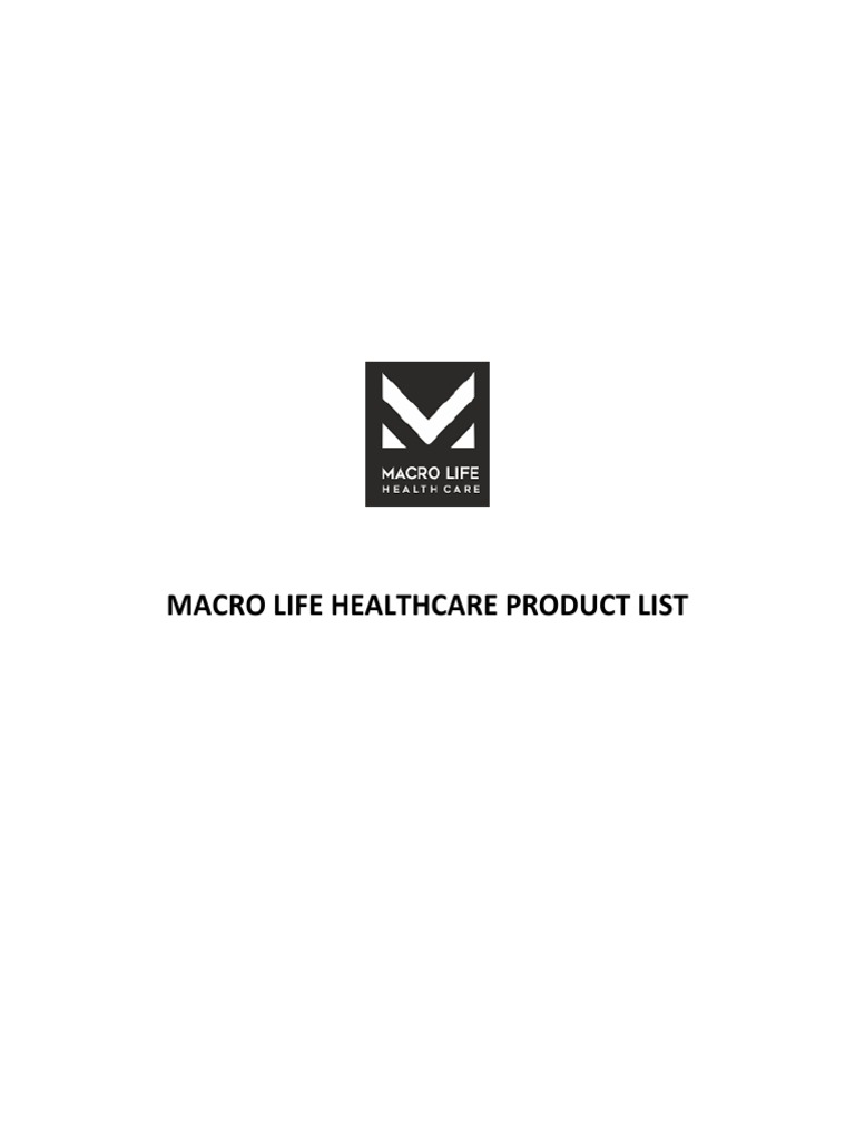 Macro Life Healthcare Product List | PDF