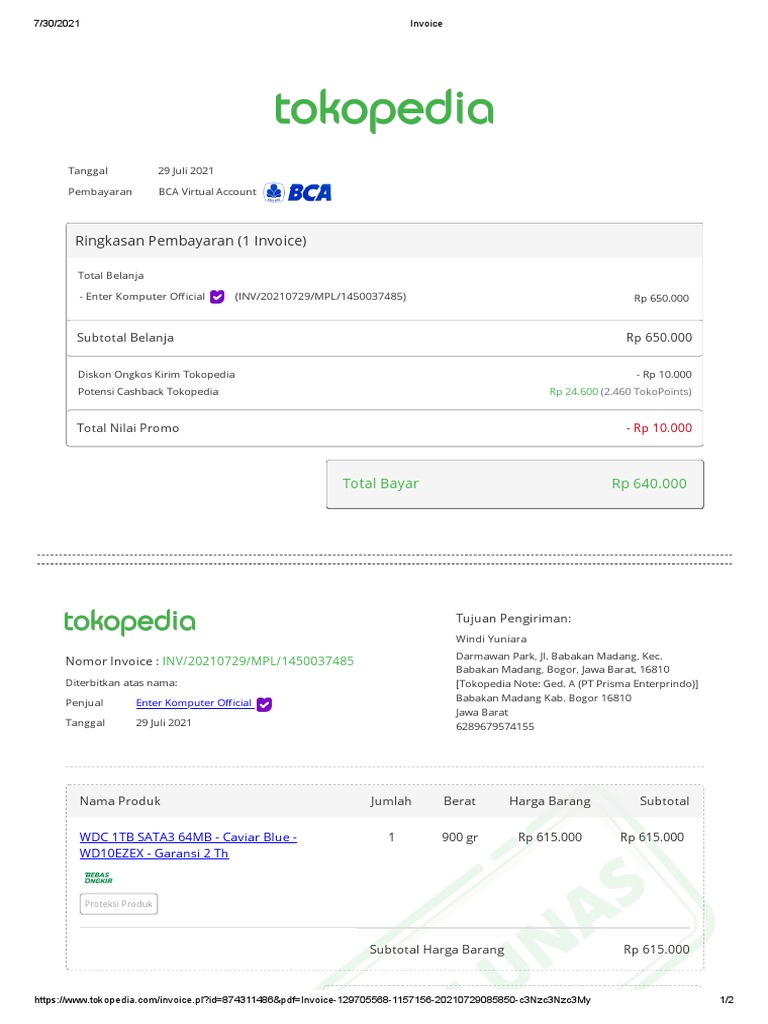 Invoice-Hard Disk | PDF