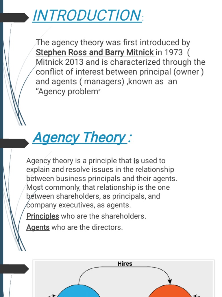 Ob Presentation Agency Theory | PDF | Stakeholder (Corporate ...