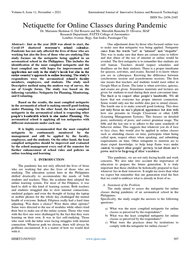 Netiquette For Online Classes During Pandemic | Download Free PDF ...