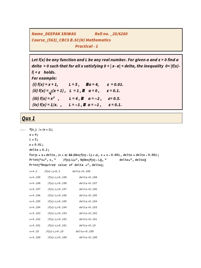 Calculating Delta for Limits | PDF | Mathematics | Mathematical Analysis