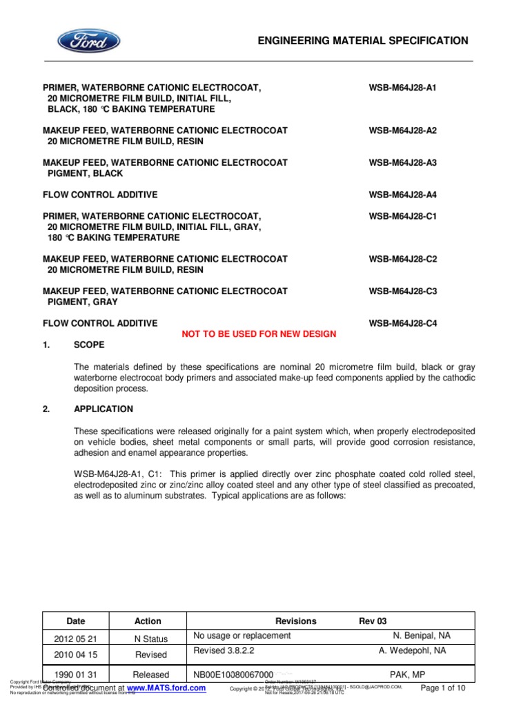 Wsb-M64j28-A1 May 21 2012 - Primer, Waterborne Cationic Electrocoat, 20 ...