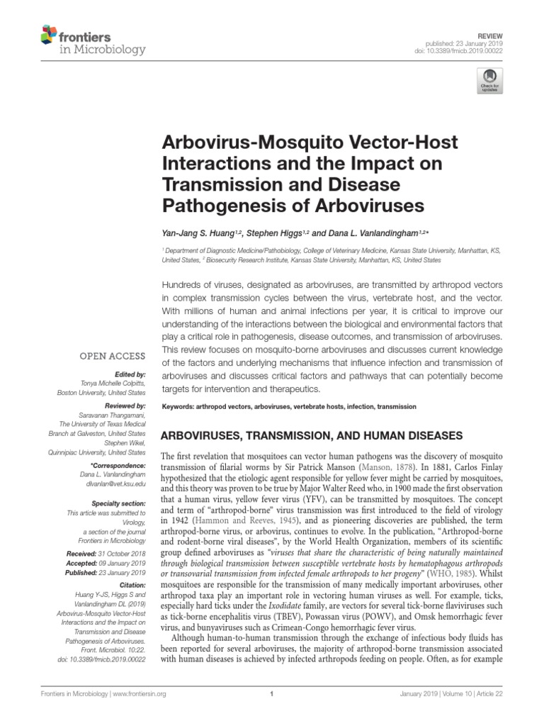 Arbovirus-Mosquito Vector-Host Interactions and The Impact On ...