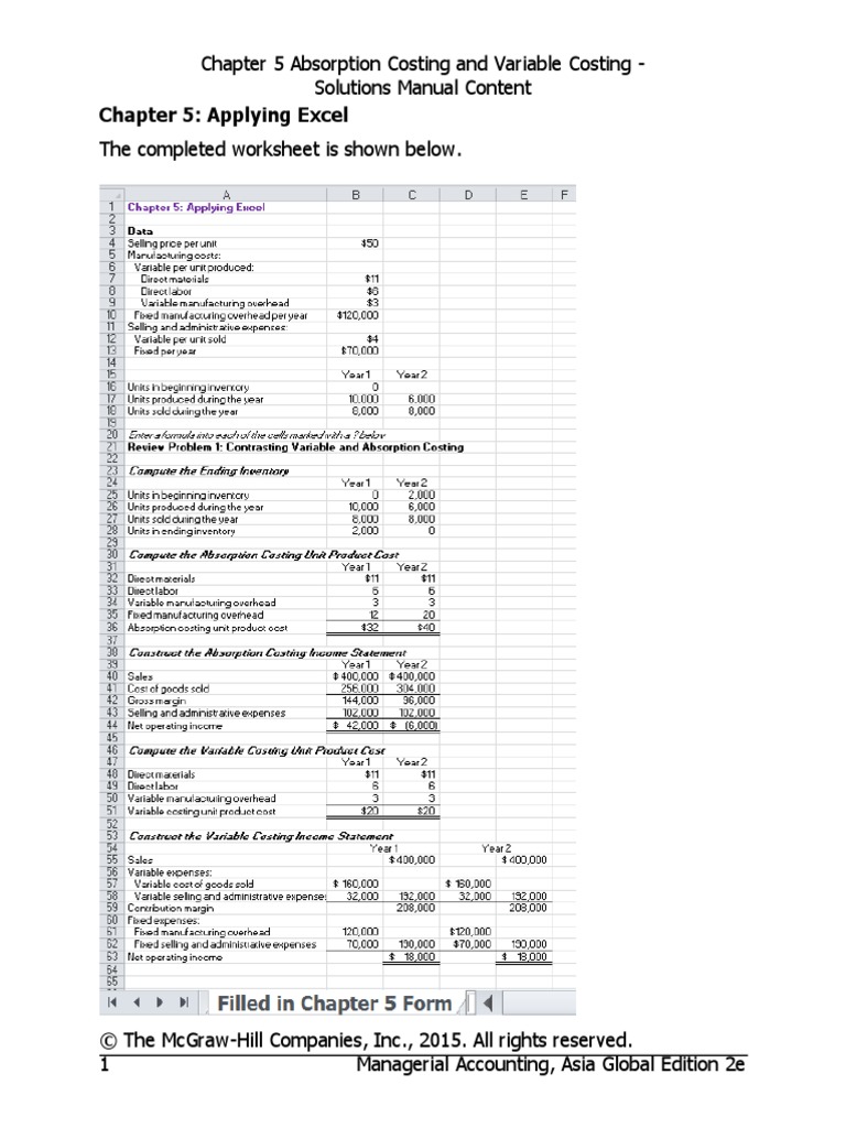 Chapter 5: Applying Excel | PDF | Inventory | Management Accounting