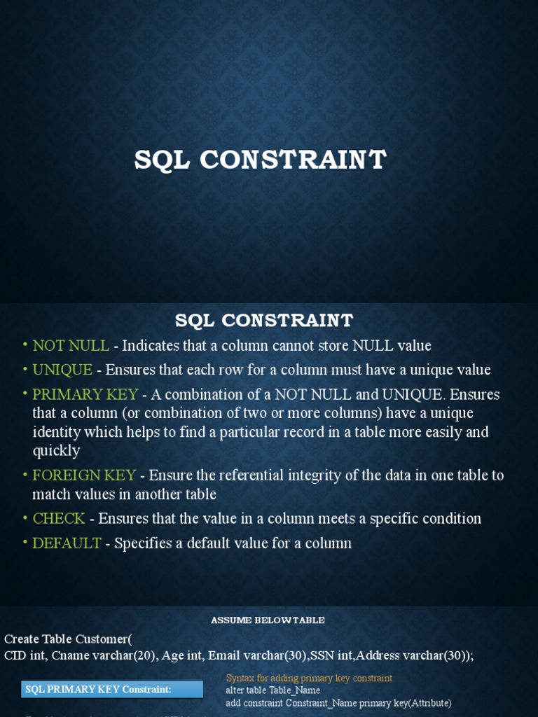 A Comprehensive Guide to SQL Constraints: Defining, Adding, Altering ...