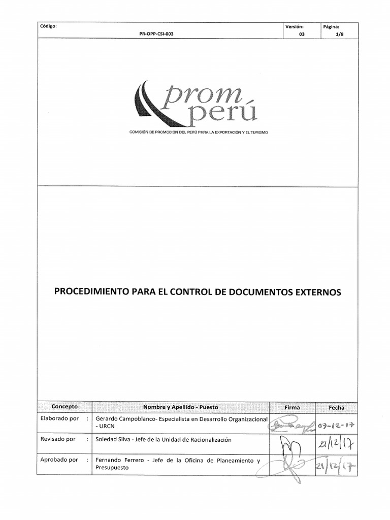 Procedimiento para El Control de Documentos Externos | PDF | Documento ...