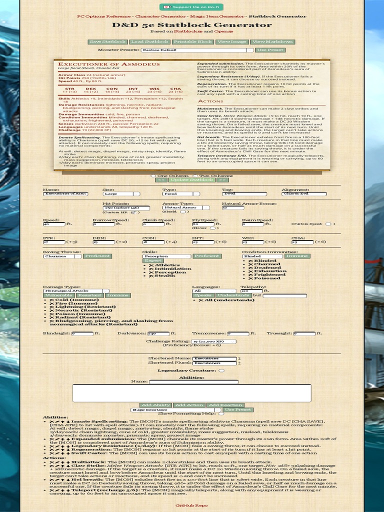 D&D 5e Statblock Generator 5 | PDF | Gary Gygax Games | D20 System