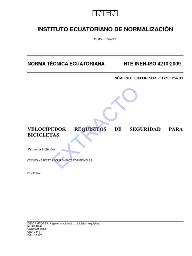 Nte Inen Iso 4210 Extracto | PDF | Organización internacional para la ...
