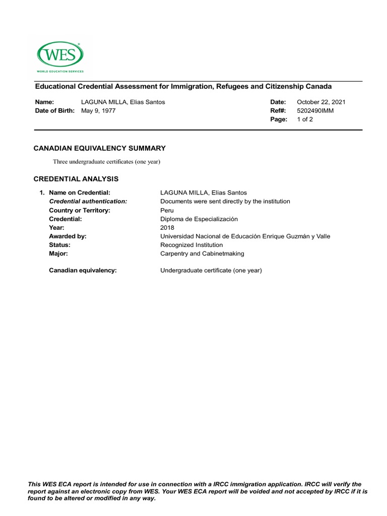 Educational Credential Assessment IRCC | PDF | Government | Human Migration