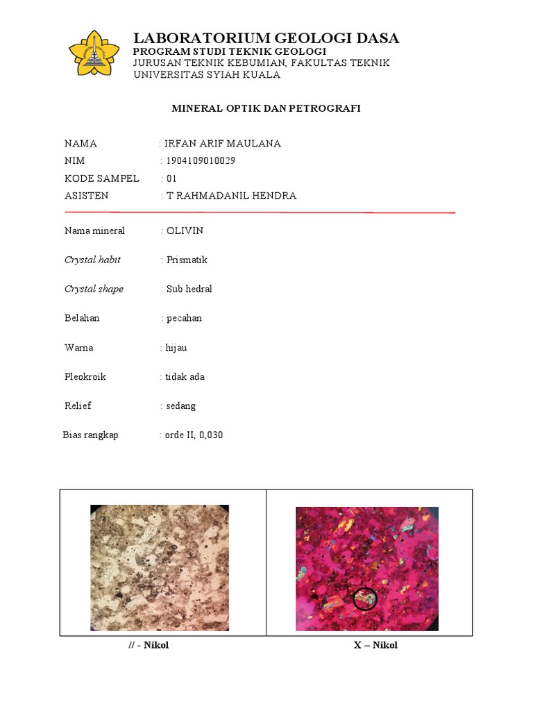 Form Mineral Optik Dan Petrografi | PDF