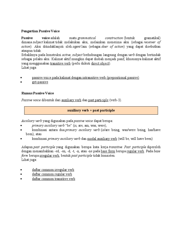 Pengertian dan Rumus Passive Voice | PDF