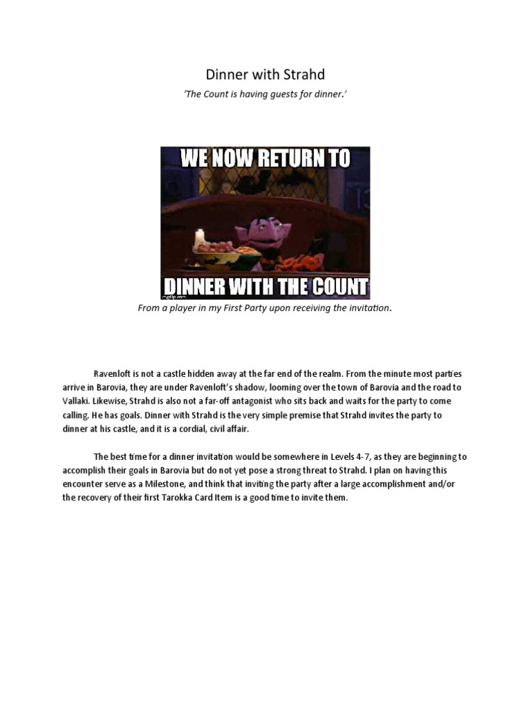 Dinner With Strahd | PDF