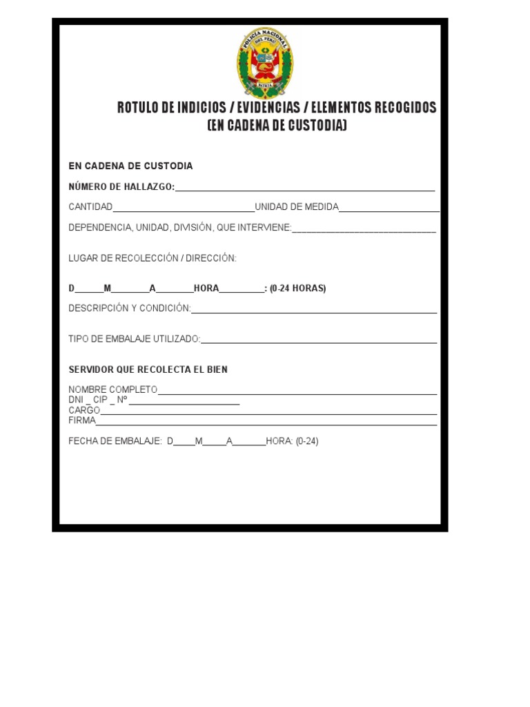 Formato de Rotulo y Cadena de Sutodia 2019 | PDF