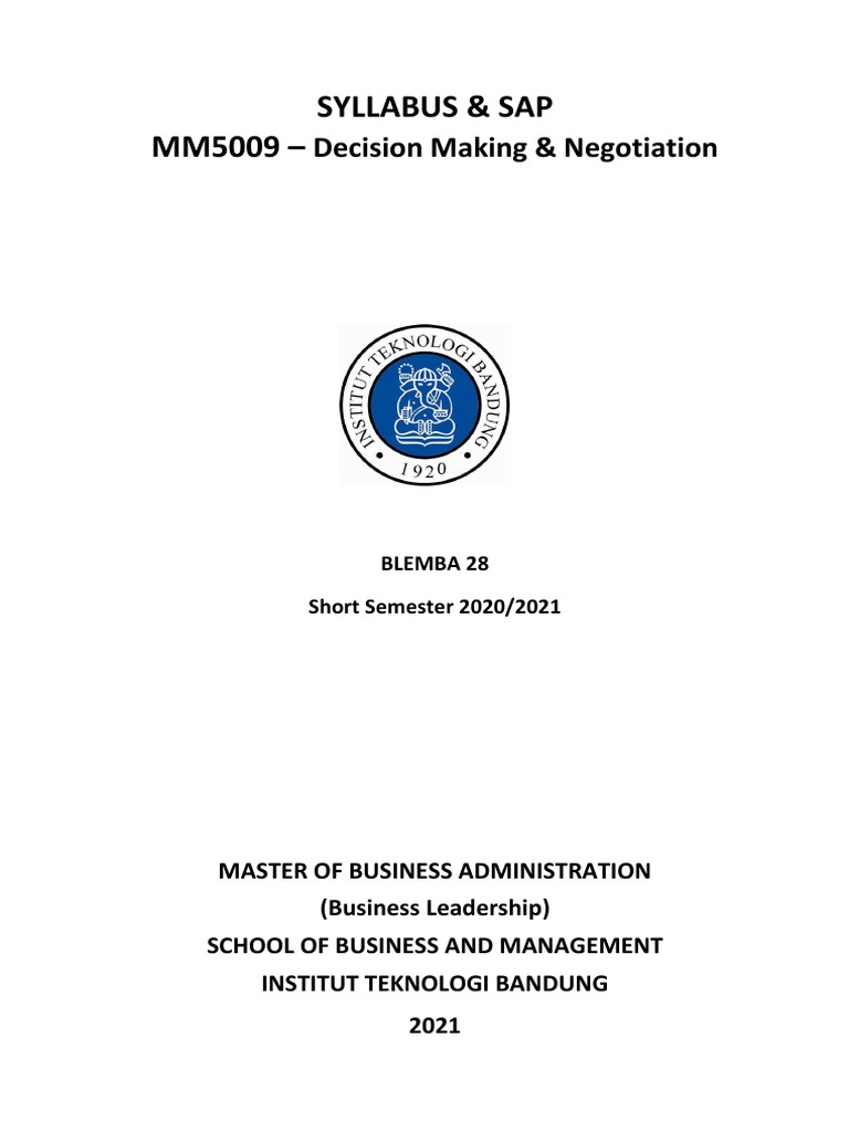 Decision Making And Negotiation Pdf Negotiation Plagiarism