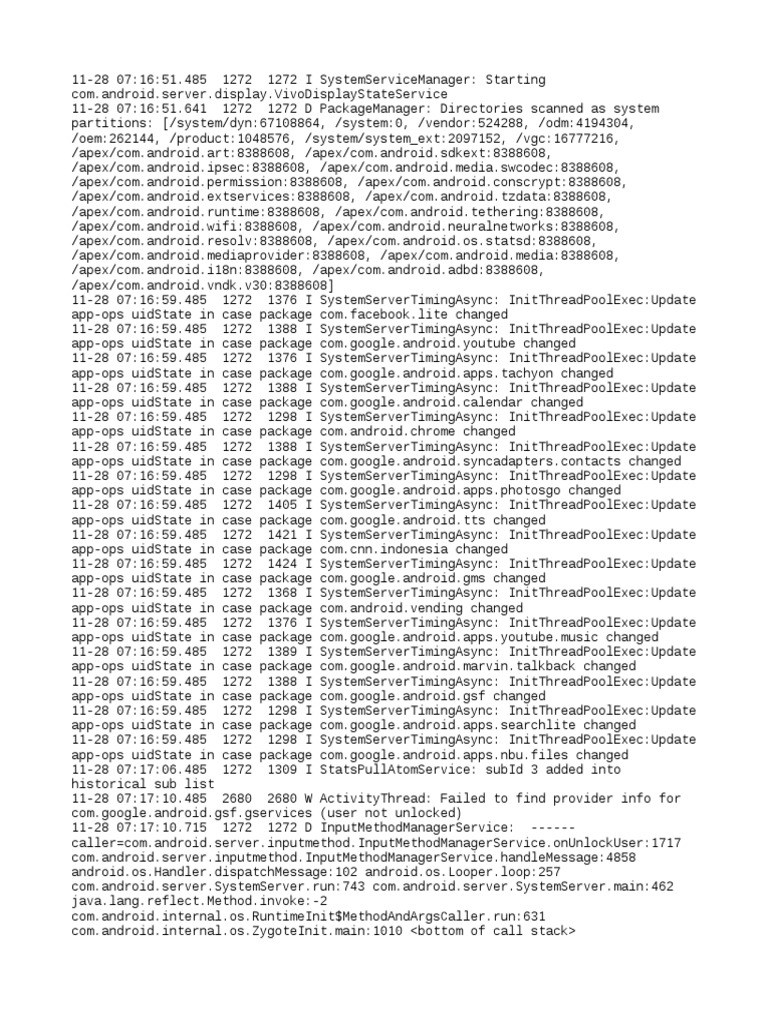 Android System Log Analysis | PDF | Computer Architecture | Computing