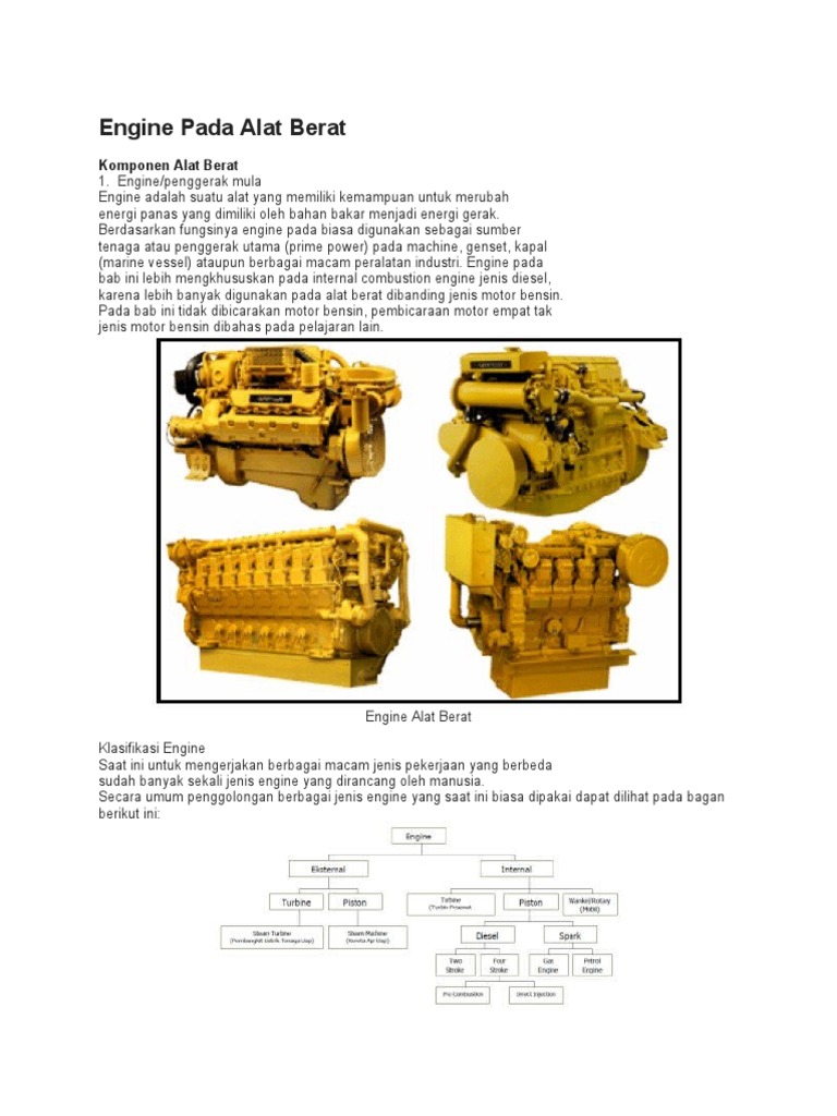 Klasifikasi dan Fungsi Engine Alat Berat | PDF | Teknologi & Rekayasa