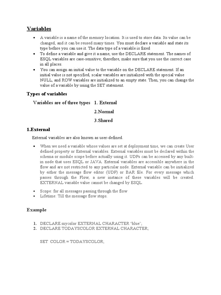 Variables: Types of Variables Variables Are of Three Types 1. External ... Variables: Types of Variables Variables Are of Three Types 1. External ...