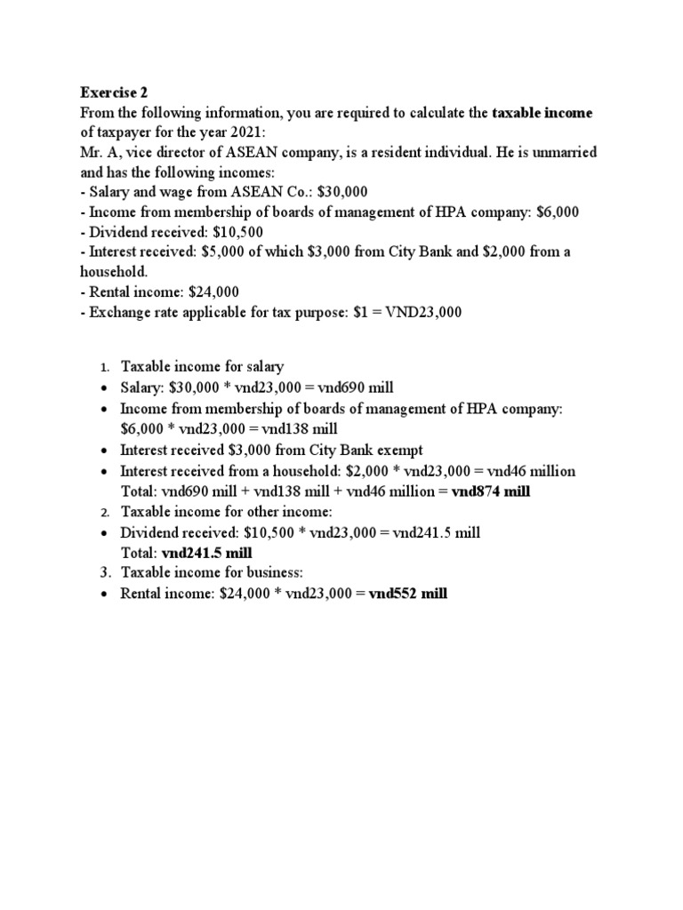 Exercise 2 | PDF | Taxes | Tax Deduction