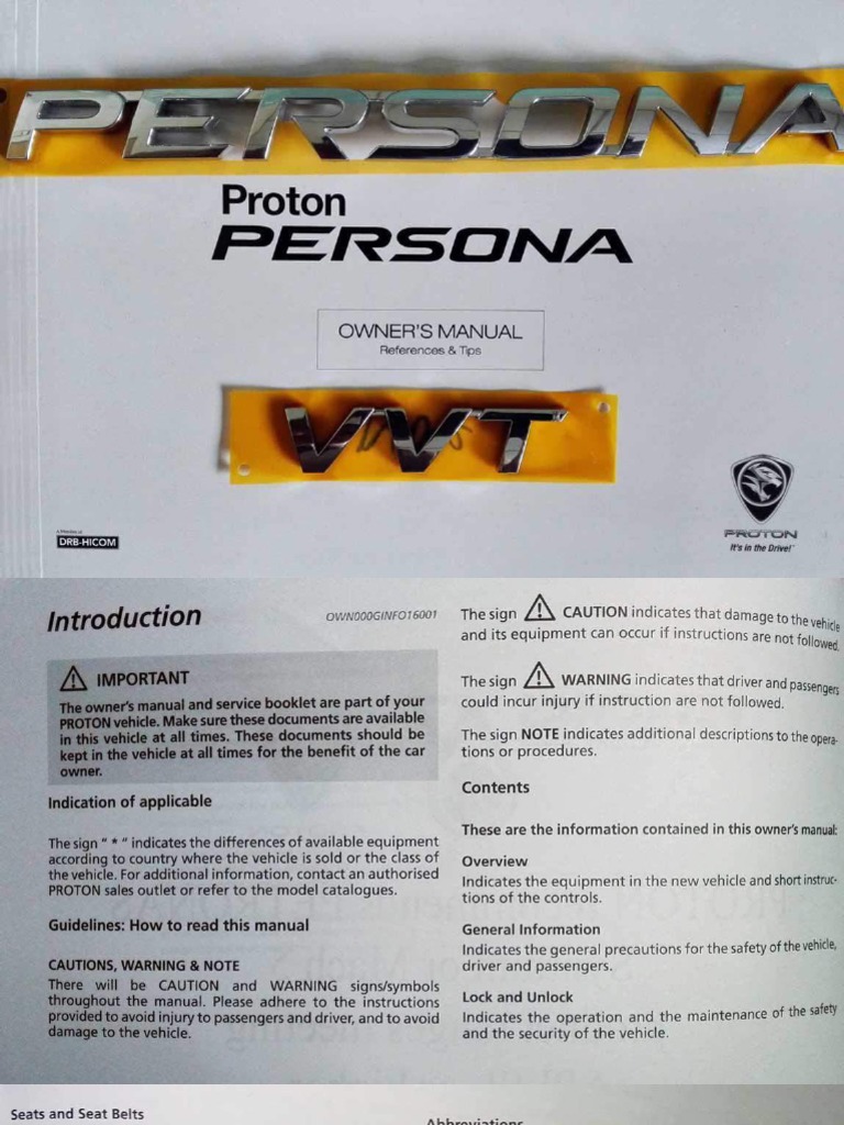 Proton Persona 2016 Owner's Manual | PDF