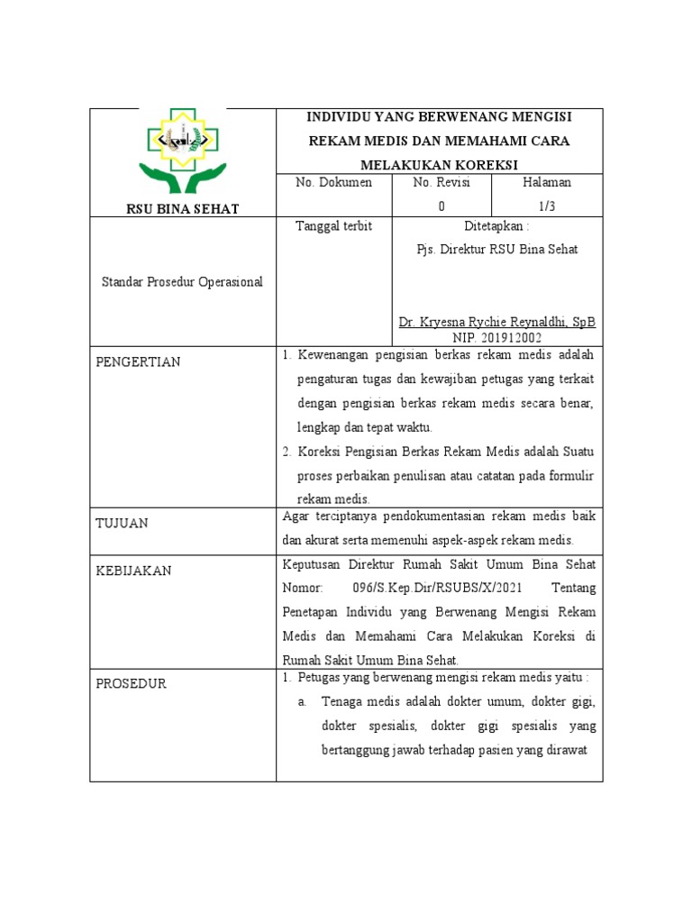 Mirm 13.2.1 Spo Koreksi Rekam Medis | PDF | Sains & Matematika