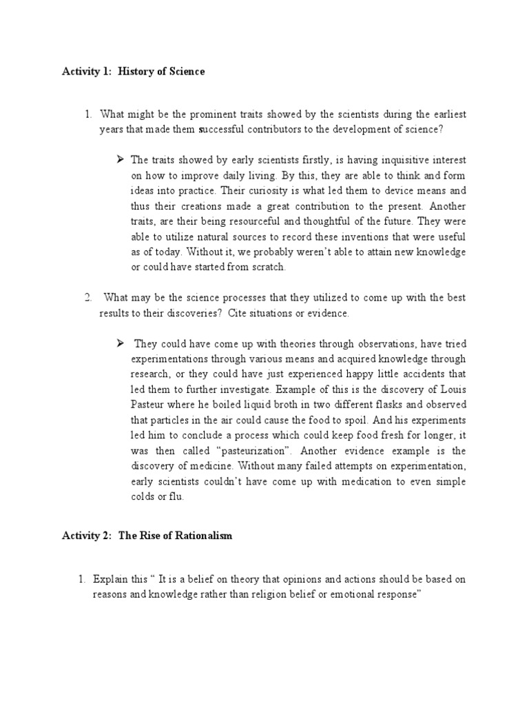 Activity 1: History of Science | PDF | Scientific Method | Science