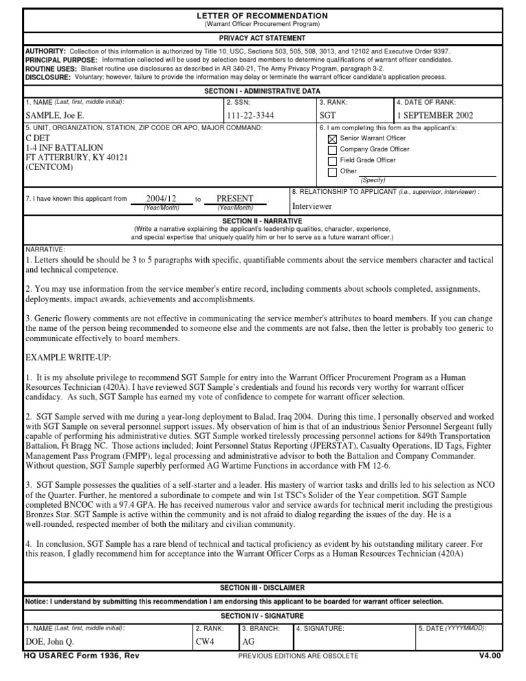 LORSample 2009 | Download Free PDF | Sergeant | Military Organization