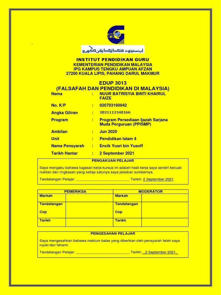 Tugasan Akademik Edup 3013 | PDF