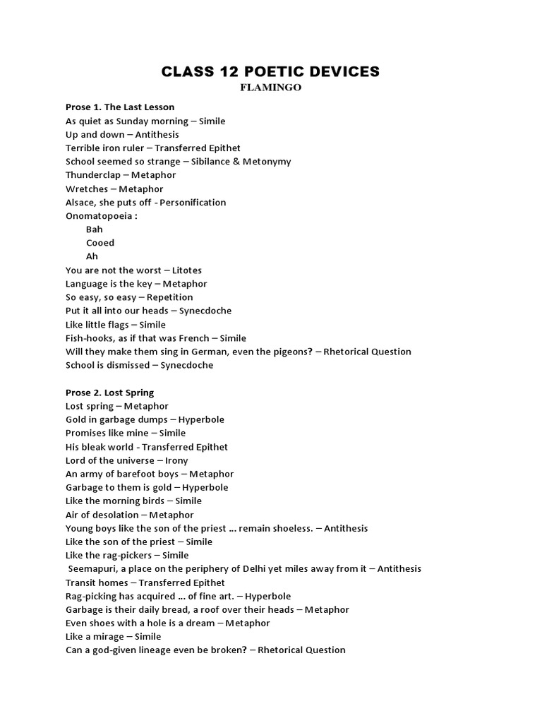 Class 12 Poetic Devices | PDF | Metaphor | Philology