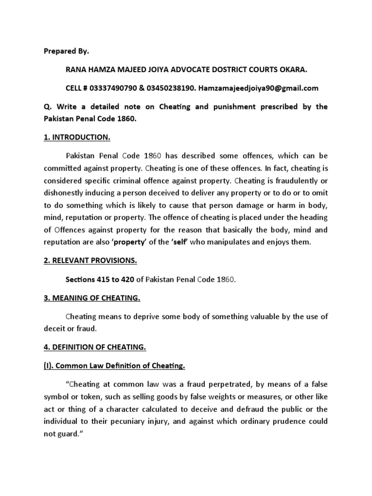 Cheating 1 | PDF | Deception | Fraud