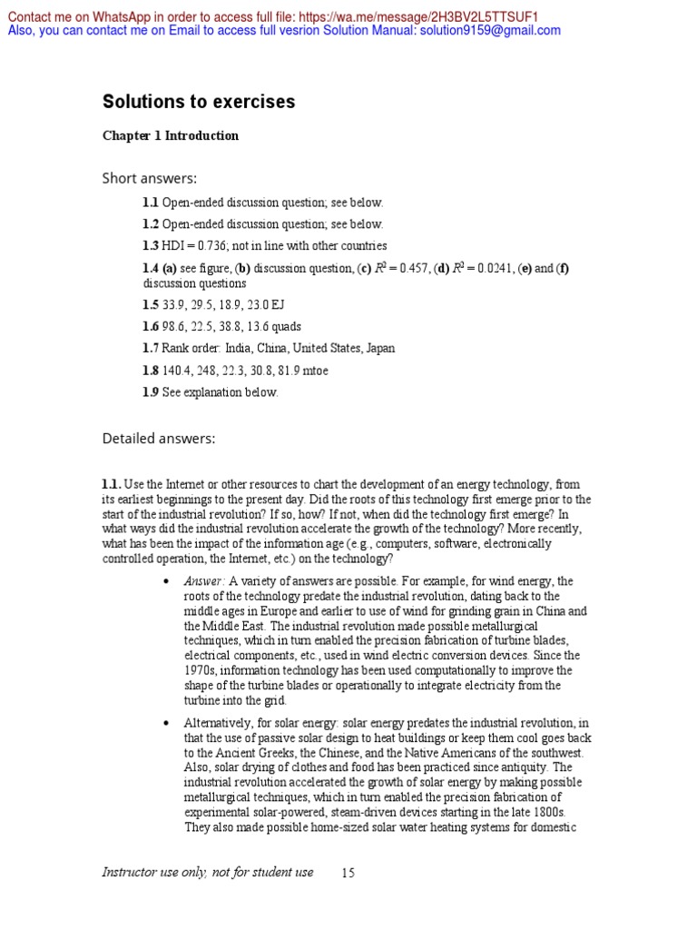 Sample For Instructor Manual For Energy Systems Engineering 3rd Edition by Vanek and Albright ...