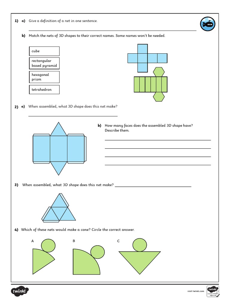 6 Nets of 3D Shapes Q | PDF | Geometric Shapes | Euclidean Plane Geometry