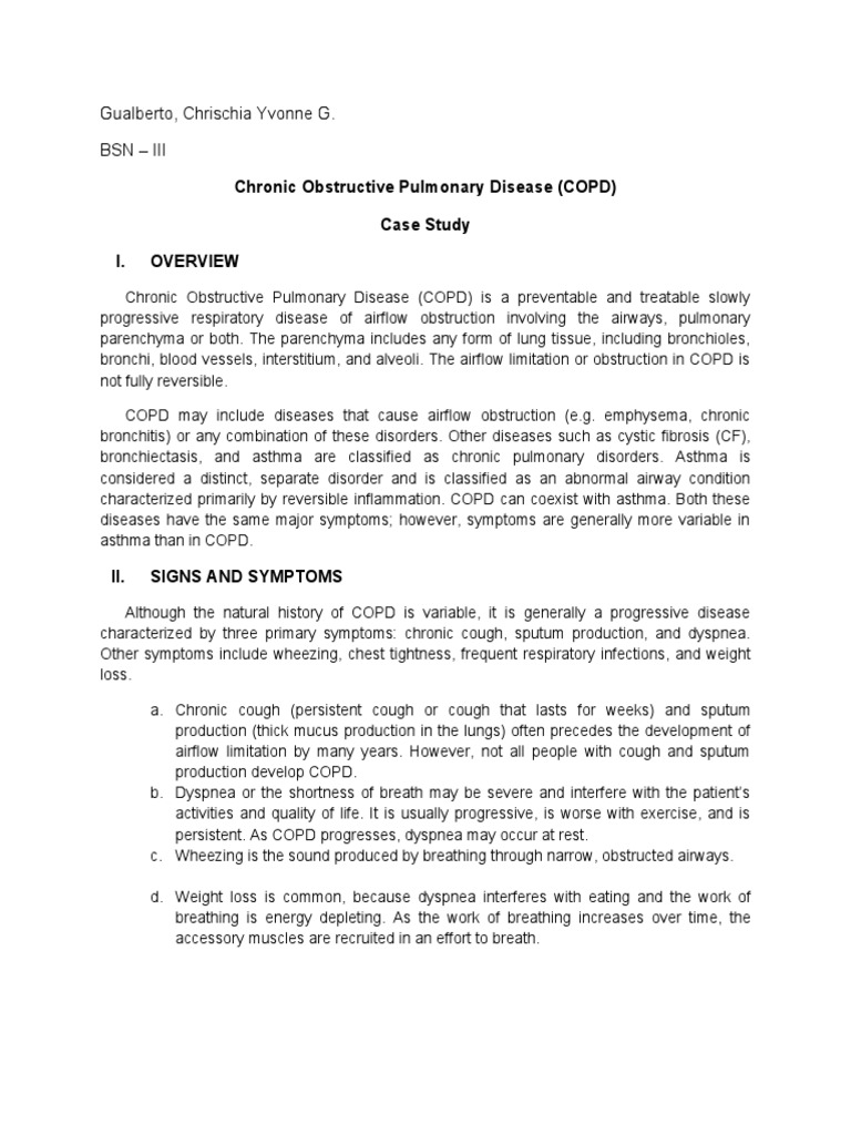 Copd Case Study | PDF | Chronic Obstructive Pulmonary Disease | Respiratory Diseases