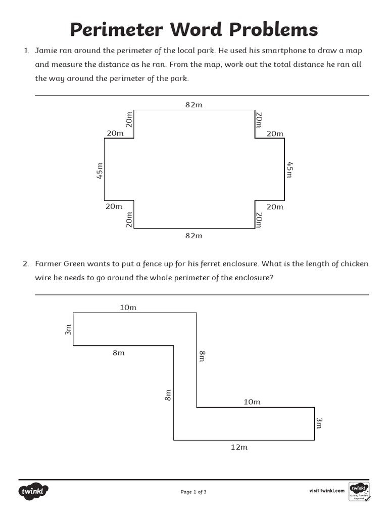 Perimeter Word Problems: Page 1 of 3 | PDF