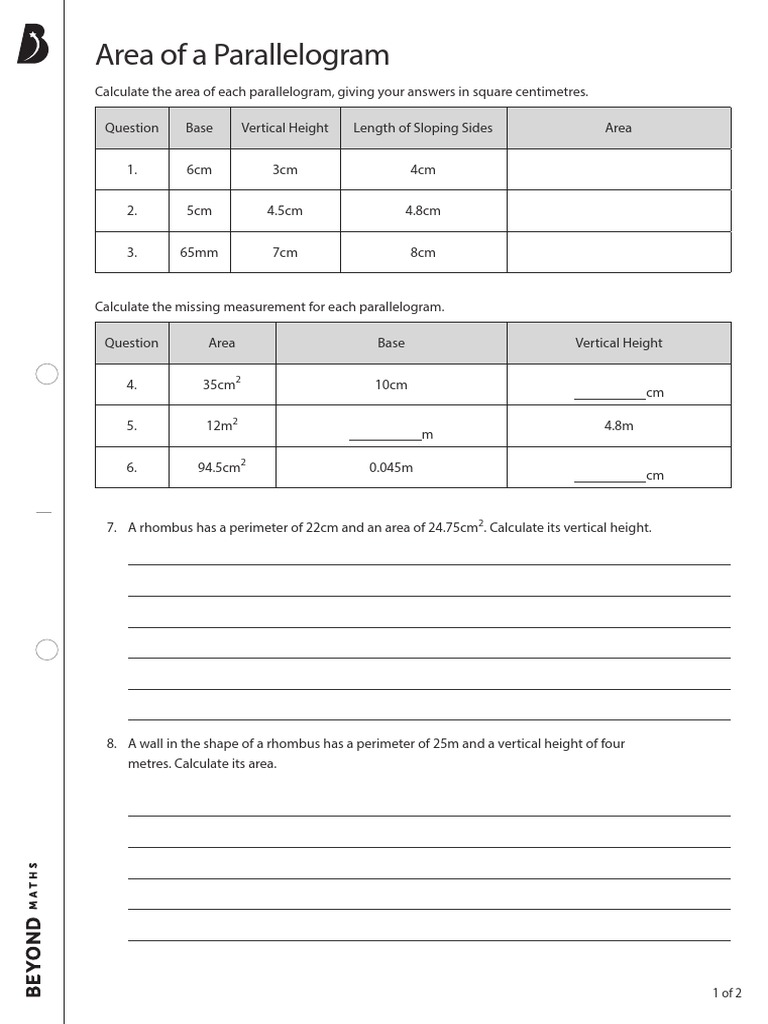 101 Area of A Parallelogram | PDF | Area | Length