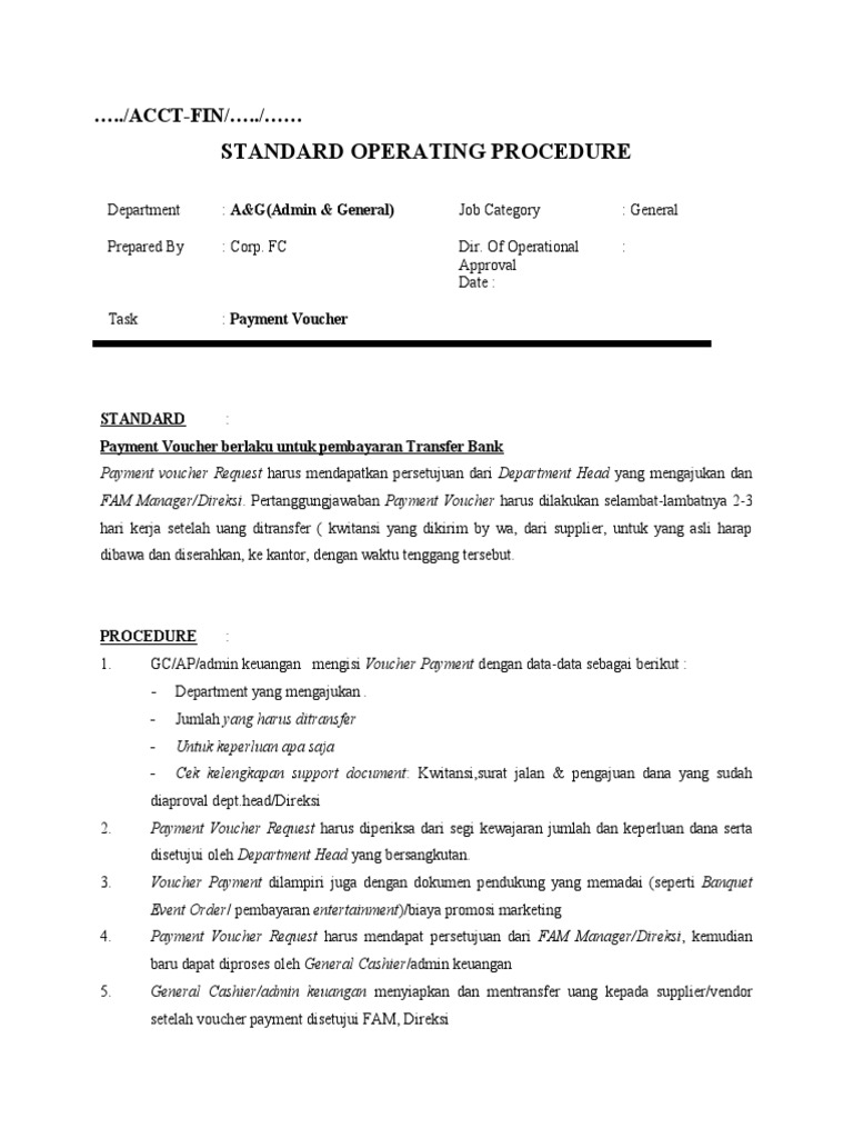 Sop Voucher Payment | PDF