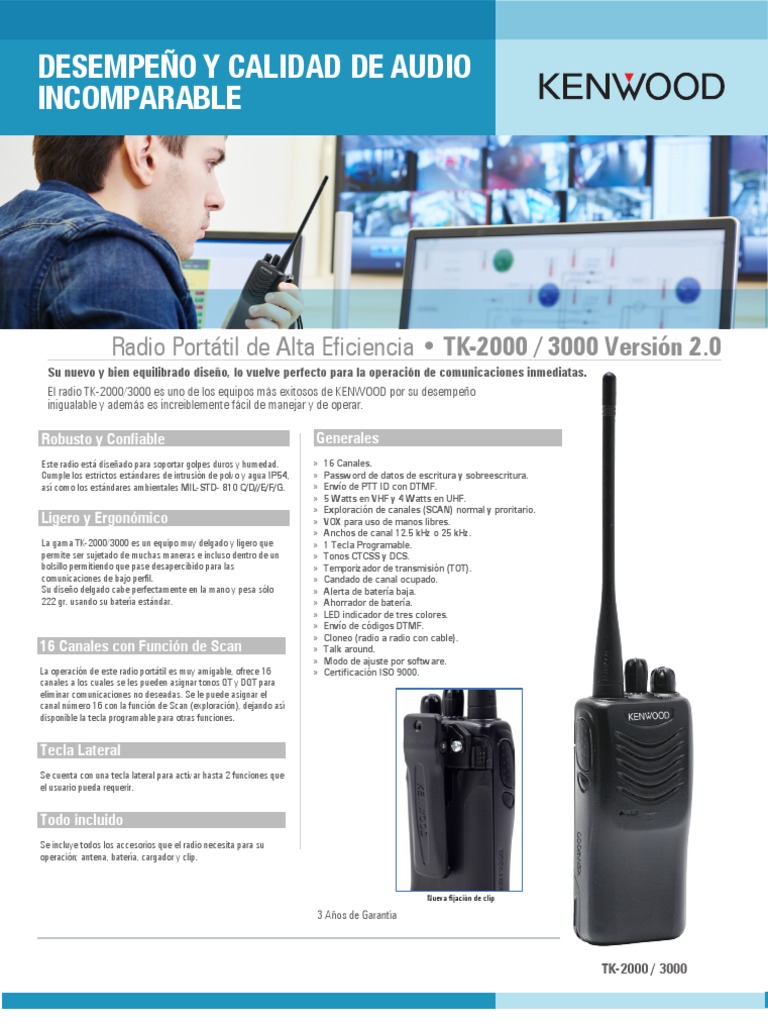 Radio Kenwood TK-2000/3000: Especificaciones | PDF | Radio | Micrófono