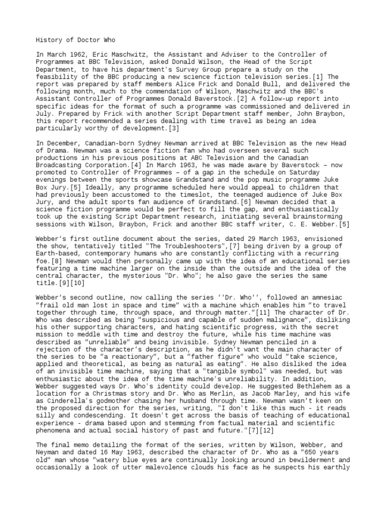 History of Doctor Who | PDF