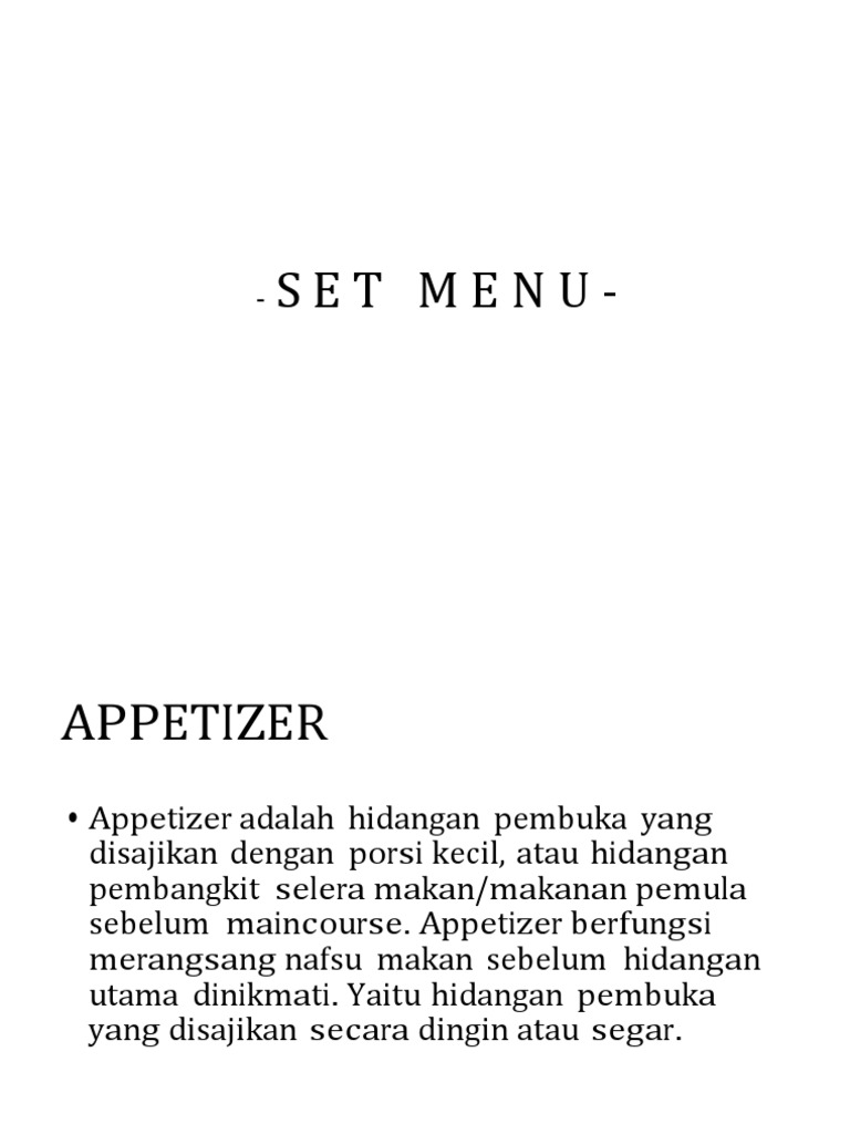 Contoh Set Menu | PDF