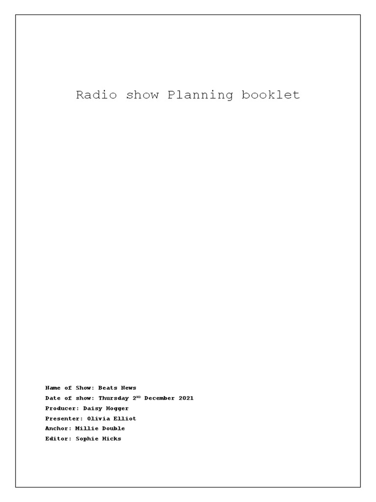 Radio Show Running Order Template | PDF
