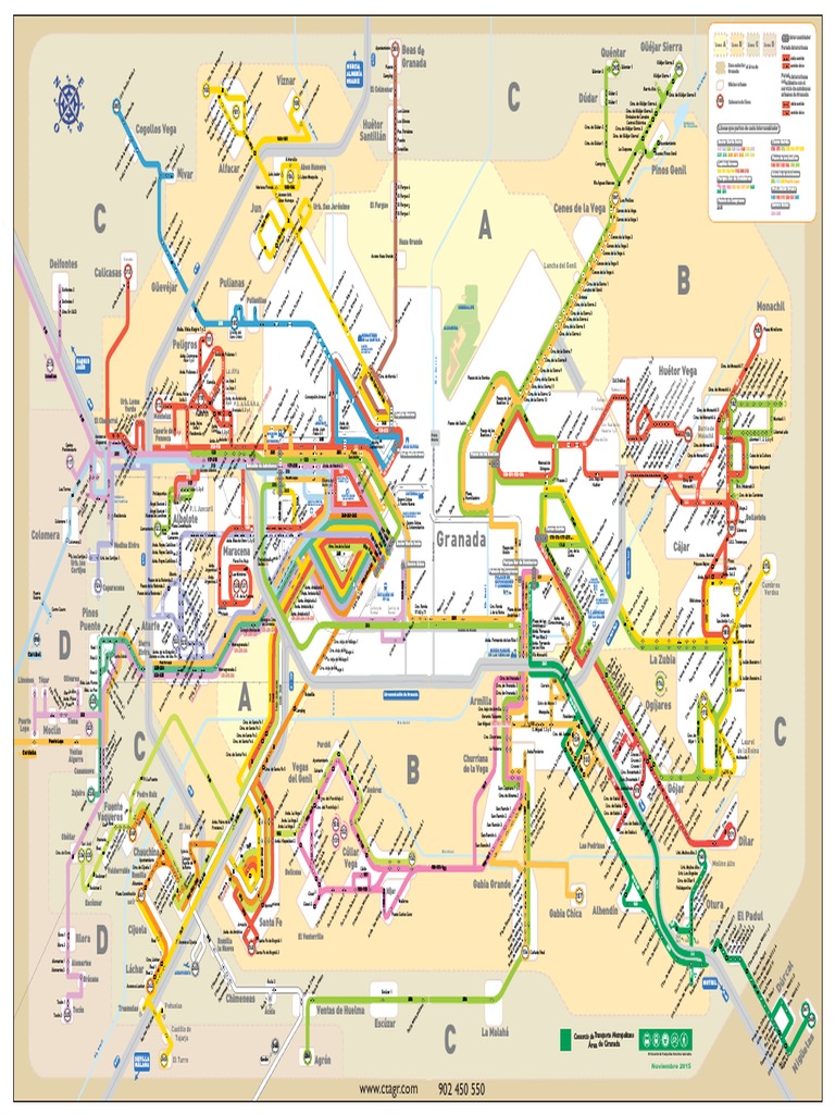 Granada Metropolitano Bus Lineas - Completo | PDF | Transporte en bus