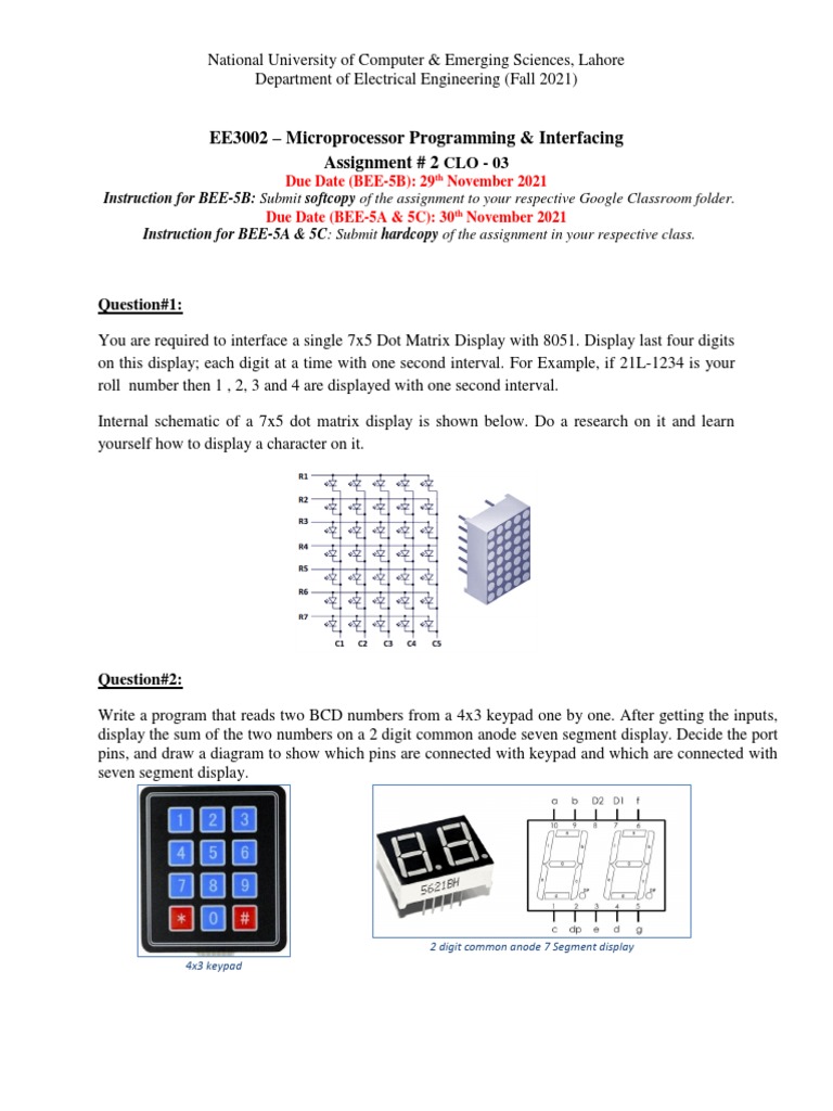 NU-CES EE3002 Microprocessor Programming & Interfacing Assignment | PDF