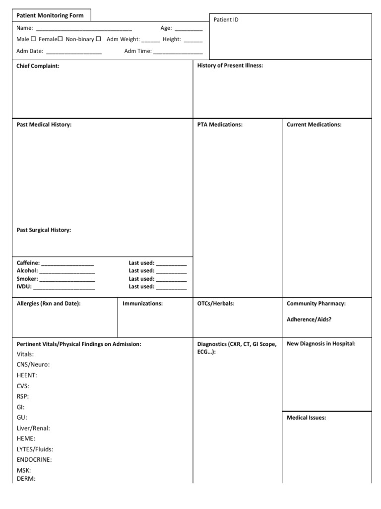 Patient Work Up Form OEE June 2019 | PDF | Pharmaceutical Sciences ...