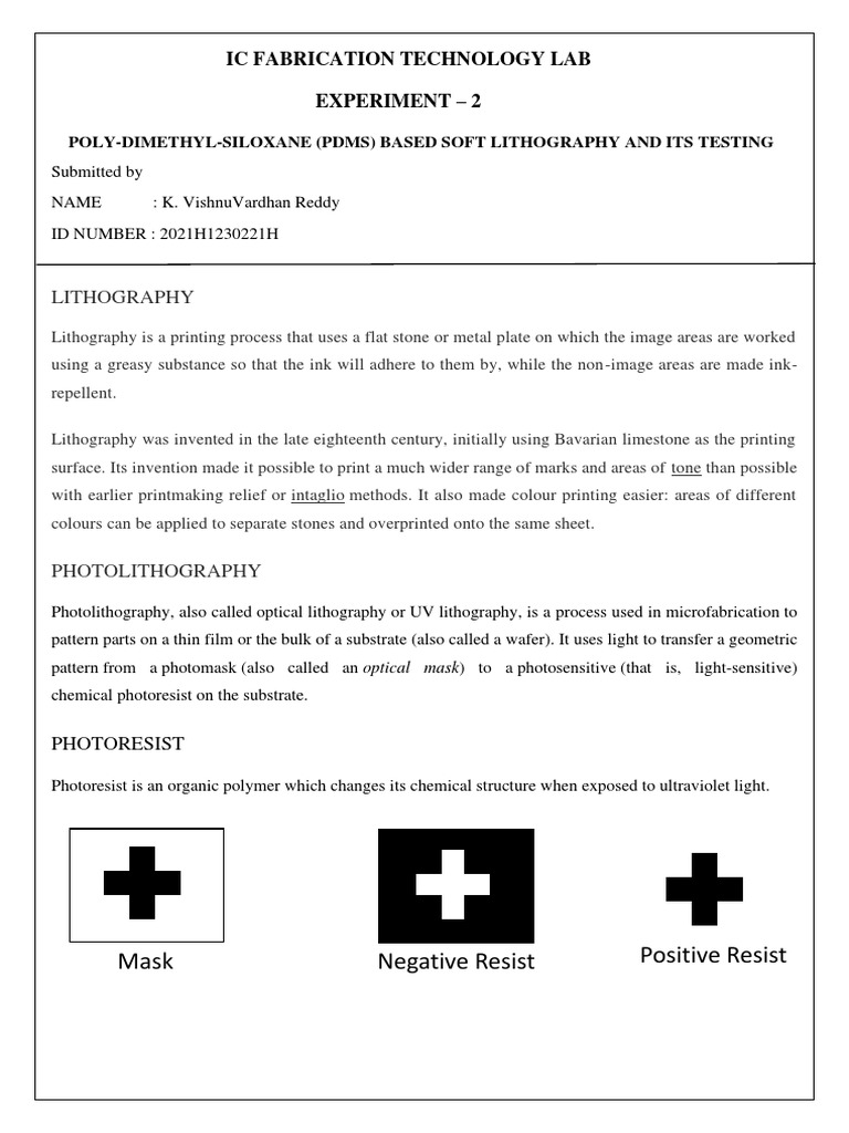 Ic Fabrication Technology Lab 2 | PDF | Photolithography ...
