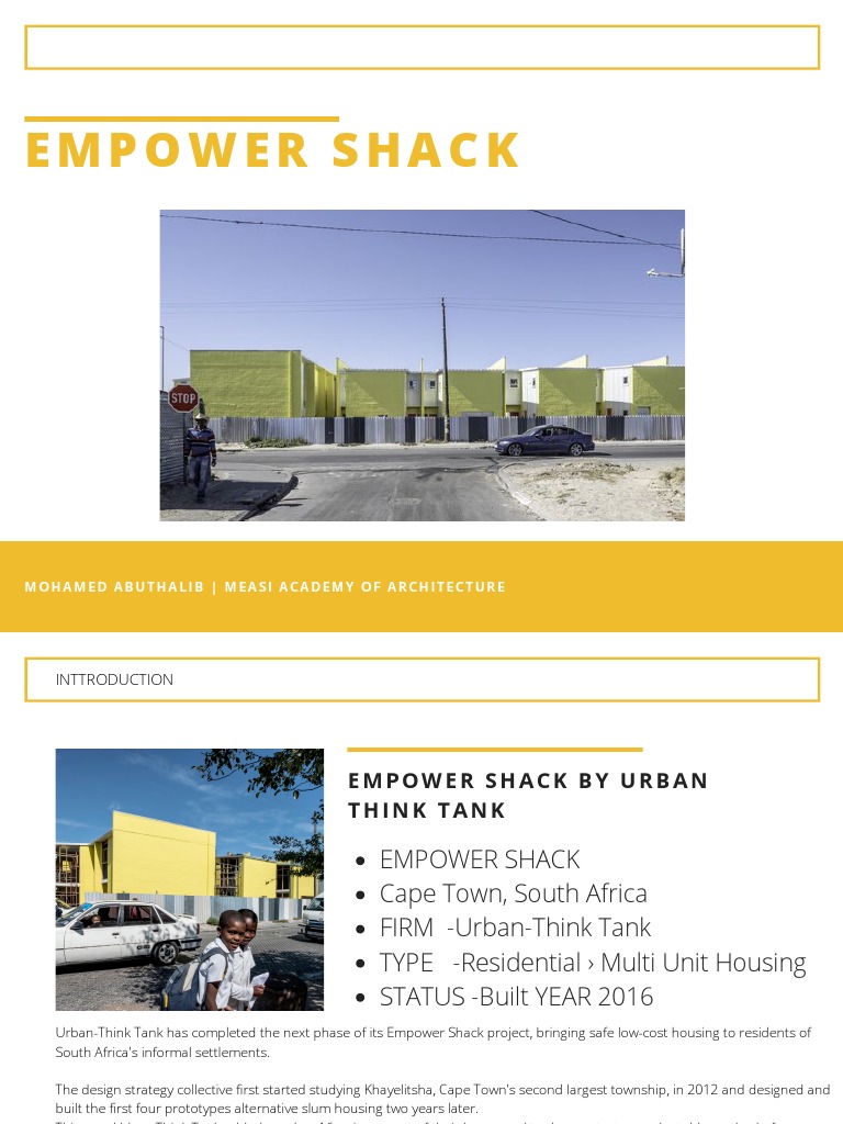 Empower Shack: Mohamed Abuthalib - Measi Academy of Architecture | PDF ...