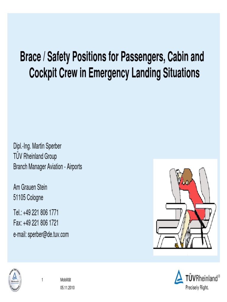 Brace / Safety Positions For Passengers, Cabin and Cockpit Crew in ...